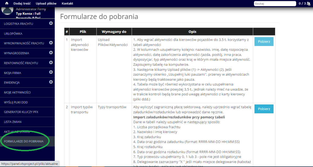 Nowość VTS: Nowa zakładka - formularze do pobrania